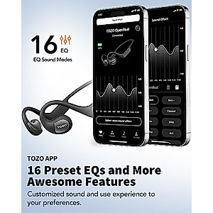 TOZO T6 True Wireless Earbuds Bluetooth 5.3 Headphones Touch Control & TOZO OpenReal Open Ear Headphones Bluetooth 5.3 Air Conduction Wireless Headphones Sport Earbuds