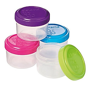 Sistema To Go Collection 1.18 Oz. Salad Dressing Containers, Pink/Green/Blue/Purple, 4 Pack, BPA Free, Reusable & Food Storage Container, 4.6 Cup