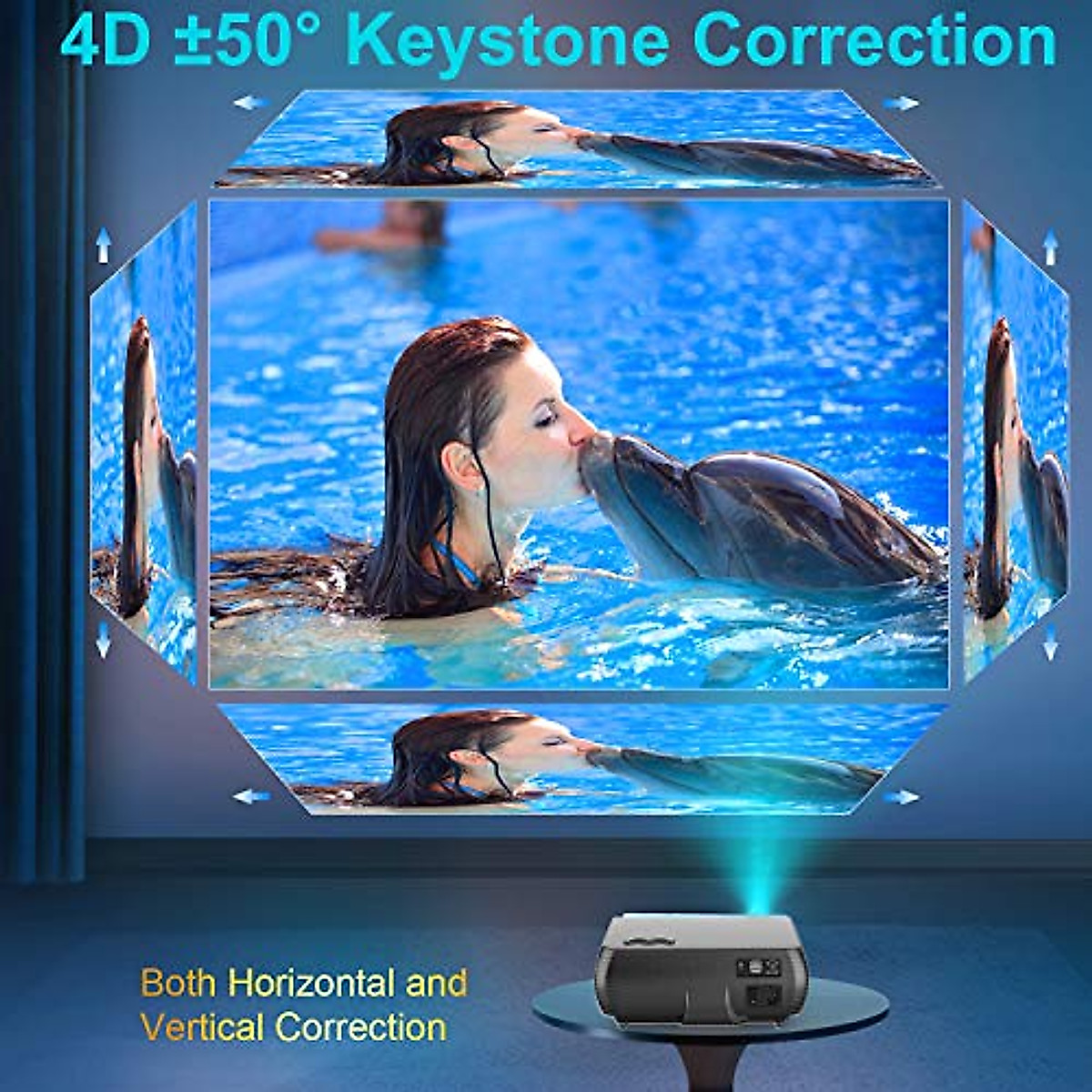 WiFi Projector, WiMiUS 2022 Upgrade P20 Native 1080P Projector Support 4K, ±50° Correction, 50% Zoom, 10W Speaker Compatible with PC PS4 USB TV Stick Smartphones Indoor Outdoor Projector