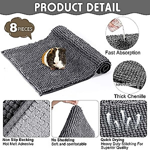 Nuanchu 8 Pcs Guinea Pig Liner Bulk Washable Pee Pads Guinea Pig Cage Liners Reusable Guinea Pig Training Pad Small Animal Sleeping Bedding Bunny Mat Fleece Liners for Chinchilla Hamster (Grey)