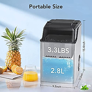 Nugget Ice Maker Countertop with Soft Chewable Ice, Zstar 10,000pcs/44Lbs/Day, Portable Ice Machine with Ice Scoop, Self-Cleaning and Timer Function, Ice Maker with Ice Basket for Kitchen Office