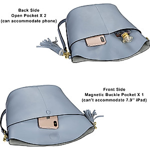 S-ZONE Women Small Cow Split Genuine Leather Crossbody Bucket Bag Shoulder Purse Handbag