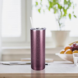 Elanze Designs 20 oz Glitter Stainless Steel Insulated Travel Tumbler With Sliding Lid For Iced or Hot Beverage, Bubblegum Pink