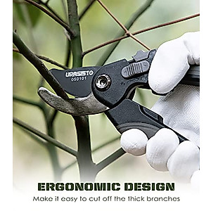 Garden Tool Set URASISTO Folding Saw, Garden Pruning Shears,Gardening Tool Kit with Roll Up Carry Bag Included, Ideal Garden Tool Kit Gifts for Women and Men