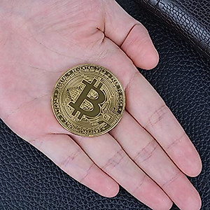 10 Pcs Bitcoin Coin Souvenir with Coin Case, Physical Bitcoin Collection, Gold Plated Bitcoin for Commemoration, Crypto Currency Coin BTC for Gift, Gold Bitcoin Tokens