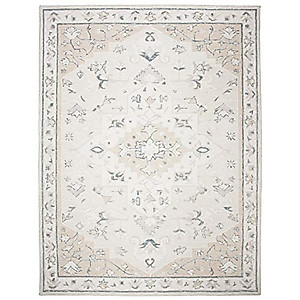 Safavieh Micro-Loop Collection 8' x 10' Beige/Ivory MLP505B Handmade Medallion Premium Wool Area Rug