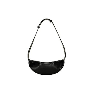 Women's Soft Surface Cowhide Hobo Bag Casual Leather Crossbody Bag Crescent Shoulder Bag Black