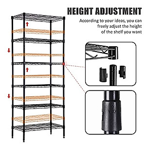 NChanmar 6-Tier Wire Shelving Unit Storage Shelves Metal Shelves 60"x23"x13" Heavy Duty Metal Storage Rack Wire Rack NSF Height Adjustable for Home Kitchen Bathroom Garage Shelving(Black)
