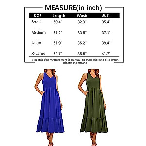 LILLUSORY Women's Summer Sleeveless V Neck Flowy Swing Dresses Casual Tiered Long Maxi Dress with Pockets Navy Blue