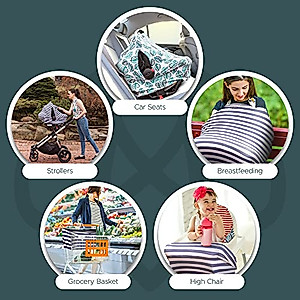 Luv Bug UPF 50 Baby Car Seat Covers with Side Vents, UV Protection, Breathable Breastfeeding Cover, Carseat Canopy for Babies (Palm Leaf)