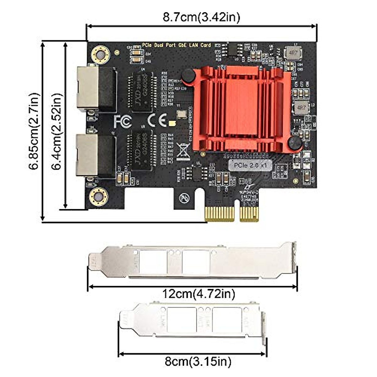 Dual Port Gigabit Ethernet Converged PCI-E x1 Card,2X RJ45 Gigabit Network Interface Controller Adapter,with 82575EB Chipset for Desktops,Work Stations,Servers, with Low Profile Bracket.