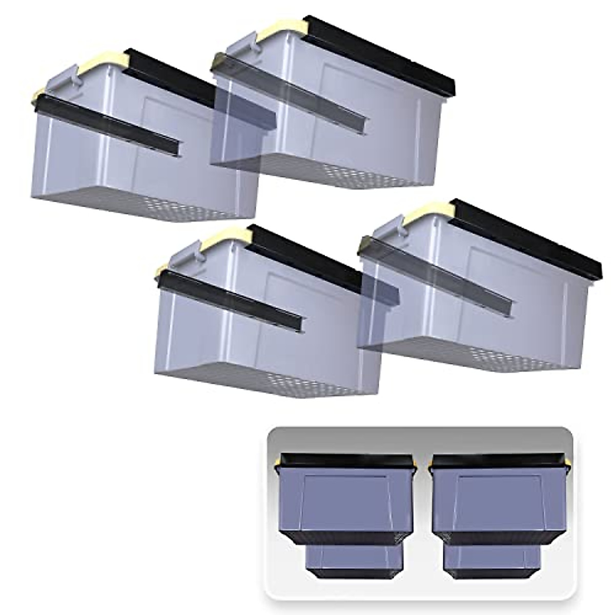 TOPOWN 4-Set Overhead Storage Bin Rack for Four Bins Garage Ceiling ...