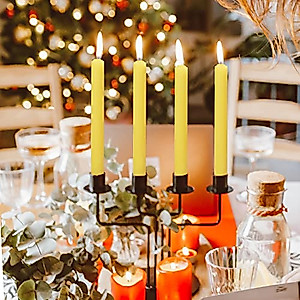 8 inch Taper Candles 4 Pack - Metallic Taper Spiral Candle Taper Candles - Unscented Dripless and Smokeless Home Décor - Dinner, Party, Wedding, Halloween, Churches (8 inch, Yellow)