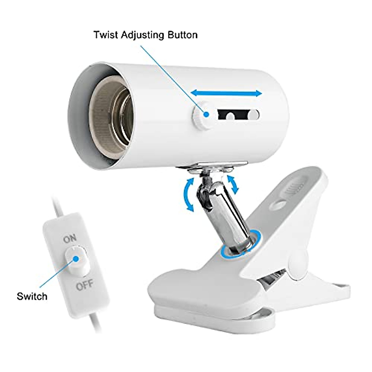 FIVEAGE Reptile Heat Lamp Fixture Turtle Aquarium Lamp Tortoise Light Heating Lamps Holder with 3 UVA UVB Turtle Light Sun Basking Spot Lamps for Reptiles,Amphibian(White)