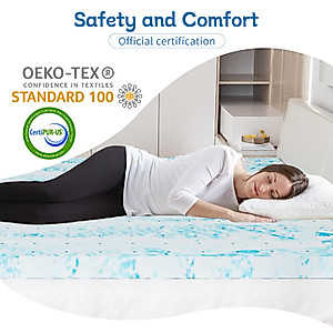 NEWBULIG Mattress Topper Memory Foam, Cooling Gel Infused Mattrespad, Ventilated Bed Cushion for Pressure Relief Back Pain