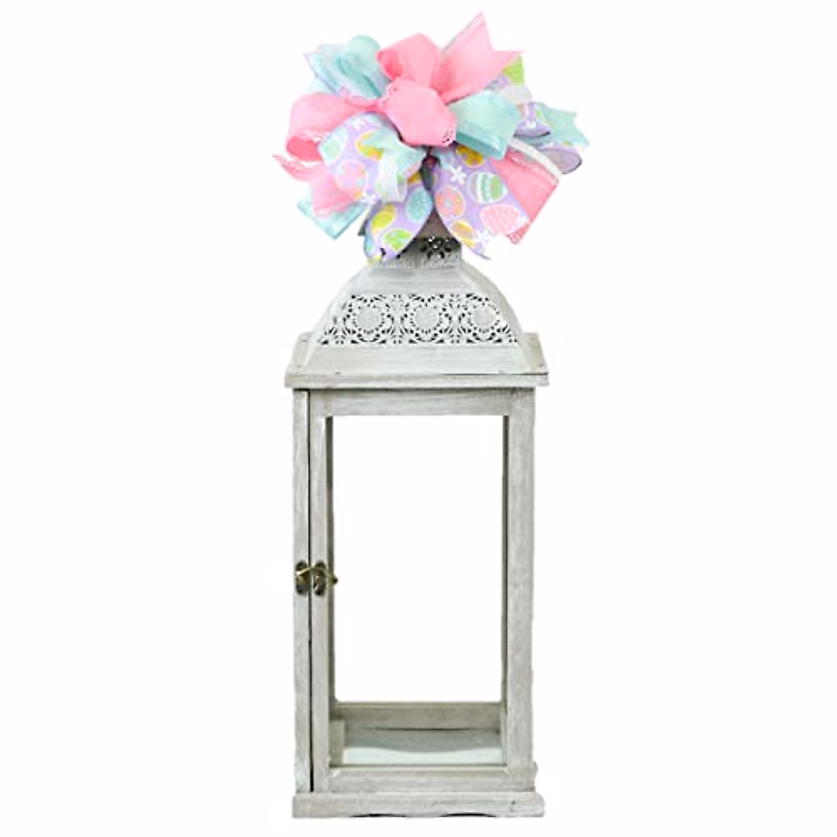 Lantern Wreath Bow - Burlap Wreath Embellishment for Making Your Own - Layered Full Handmade Farmhouse Already Made (Easter (Pink/Mint), Set of 1)