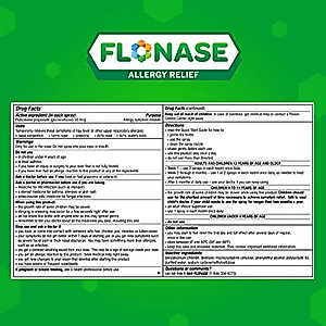 Flonase Allergy Relief Nasal Spray, 24 Hour Non Drowsy Allergy Medicine, Metered Nasal Spray - 144 Sprays- Fall and Seasonal Allergy Relief