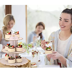 MRPAPA White Tiered Cupcake Stand 2 Pack, 3 Tier Serving Tray for Party Decor, Cup Cake Tower Holder for 24 Cupcakes, Dessert Holder for for Birthday Graduation Baby Shower Tea Party (White)