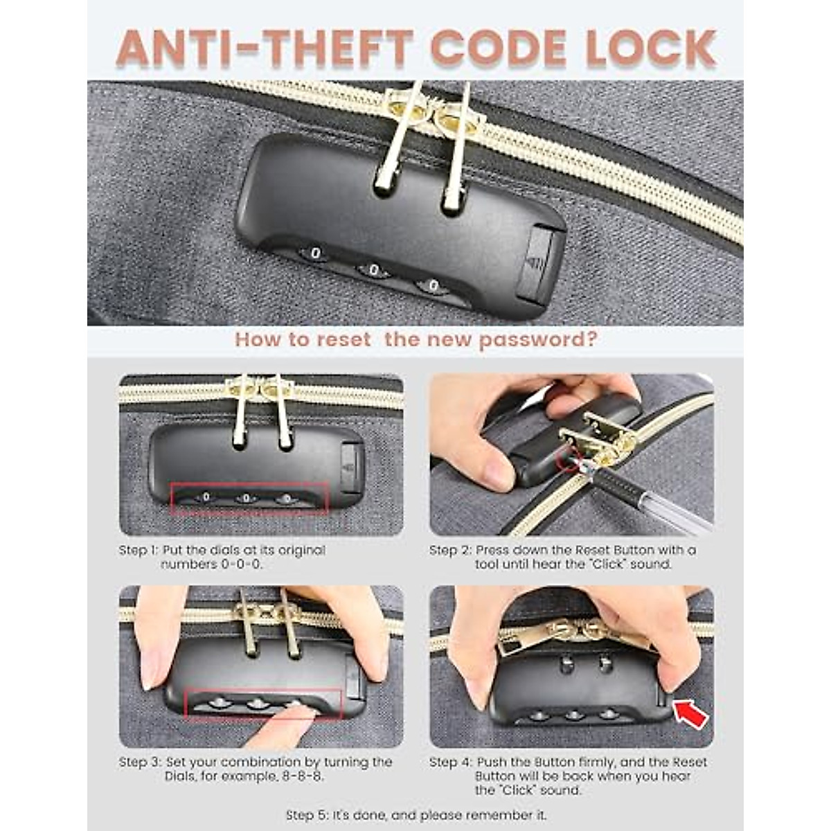 LOVEVOOK Laptop Backpack for Women, Anti-theft Work Travel Business Bag, 17 Inch Large Capacity Computer Backpacks Purse for Men, Casual Nurse Daypack with Lock, Beige-Brown