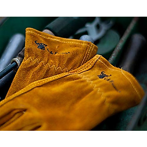 G & F Products 5013M JustForKids Kids Genuine Leather Work Gloves, Kids Garden Gloves, 4-6 Years Old