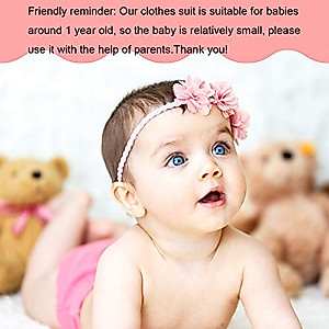 WELROG Baby Girls Cake Smash Outfit - Tutu Bloomers Diaper Cover Headband Pearl Necklace for First Birthday (Pink)