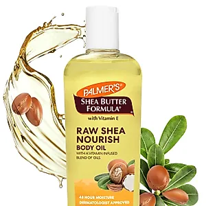 Palmer's Shea Formula Raw Shea Body Oil with Vitamin E, Deep Body Moisturizer to Soothe & Nourish Dry, Sensitive & Eczema-Prone Skin, 8.5 oz