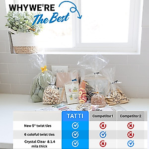 200 pack Clear Plastic Cellophane Bags 4x6 Goodie Bags Cookie bags | Candy Bags | Treat Bags with Ties | Clear Gift Bags with 4” Twist Ties!