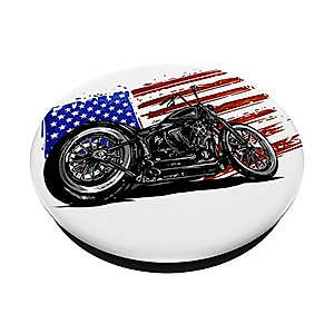 Vintage American USA Flag Motorcycle PopSockets PopGrip: Swappable Grip for Phones & Tablets