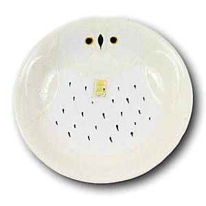 Set Of 4 White Owl Ceramic Salad Entree Deep Plates Or Shallow Bowls