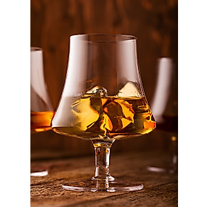 LUXBE - Bourbon Whiskey Brandy Crystal Glasses Goblet Snifter, Set of 4 - Handcrafted LeadFree Glass - Great for Spirits Drinks - Scotch Cognac - 8.5oz - 250ml