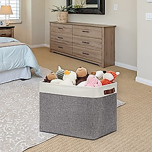 DULLEMELO Collapsible Bundle Baskets 2 Large Baskets 16"x12"x12" + 4 Cube Baskets 11"x11"x11"（White&Grey)