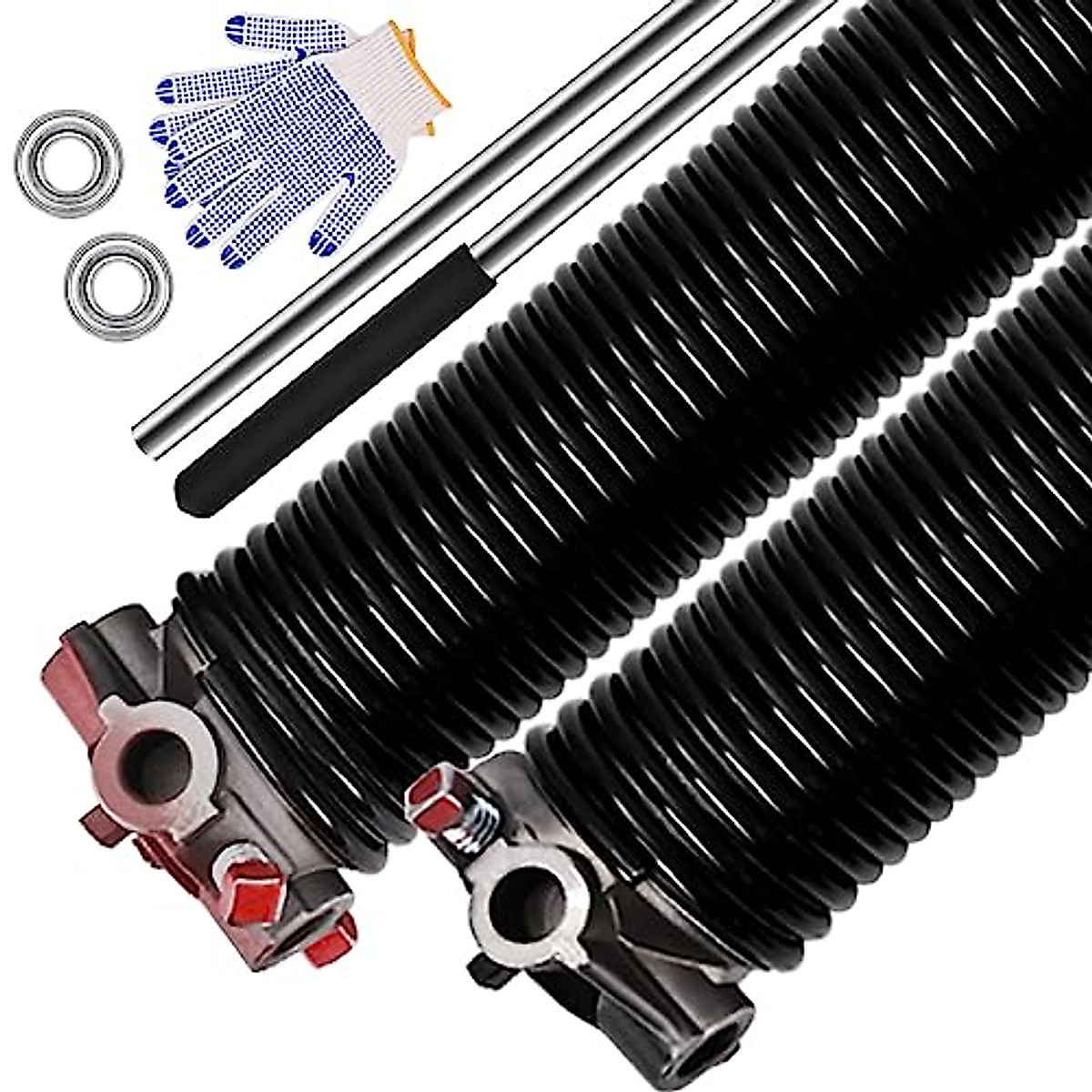 Lifancy Garage Door Torsion Springs Pair of .218 x 2" x 26" with 2 Non-Slip Winding Bars, 2 Replacement Bearings, Minimum of 10,000 Cycles
