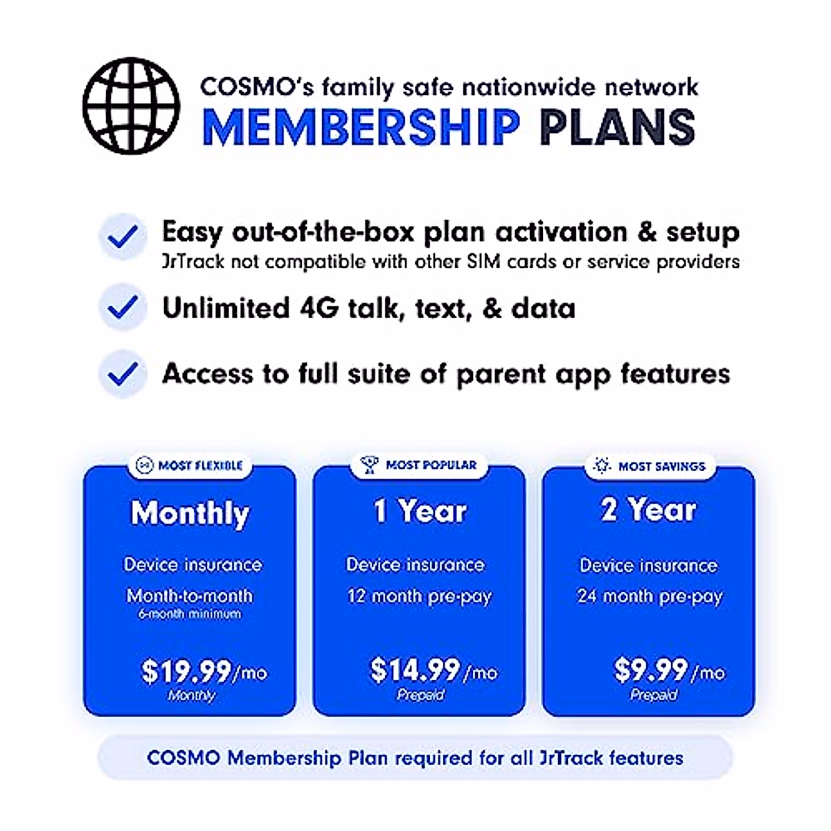 JrTrack 2 SE Smart Watch for Kids by Cosmo | 4G Phone Calling & Text Messaging | SIM Card & Flexible Data Plans | GPS Tracker Watch for Kids | Children’s Smartphone Alternative (Pink)