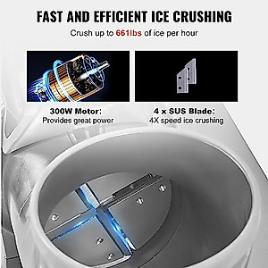 VEVOR 110V Commercial Snow Cone Machine, Production: 500Lbs/hr, Sliver