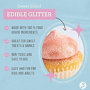 Sweets Indeed Edible Glitter, Perfect for Drinks, Cocktails, Beverages & Cake Decorating, Dessert Cake Topper, 4 grams (Rose Gold, 4g)