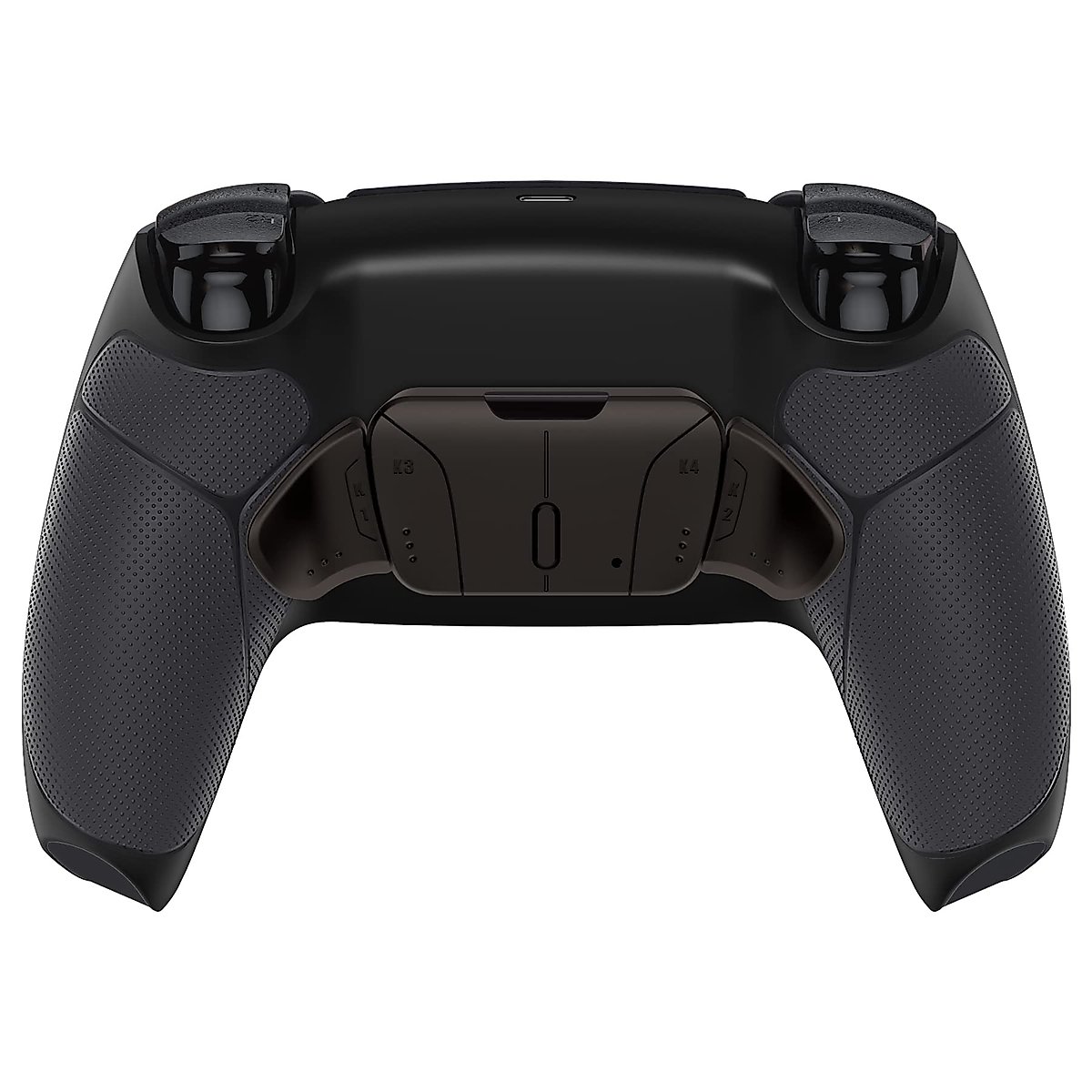 eXtremeRate Black Real Metal Buttons (RMB) Version RISE4 Remap Kit for PS5 Controller BDM-030 040 050 with Rubberized Grip Redesigned Back Shell, Upgrade Board & 4 Back Buttons for PS5 Controller