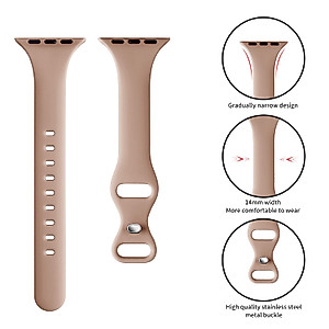 Acrbiutu Bands Compatible with Apple Watch 38mm 40mm 41mm 42mm 44mm 45mm 49mm, Slim Thin Narrow Replacement Silicone Sport Strap for iWatch Series 9/8/7/6/5/4/3/2/1 Ultra SE Women Men, Milk Tea