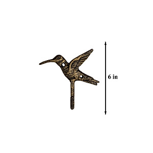 FantasHome Wall Mounted Cast Iron Home Decor Single Hook with Unique Design (Hummingbird)