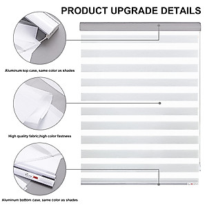 KALYSIE Zebra Roller Window Blinds,Custom Cut to Size,Roller Blinds Dual Layer Roller Shade Blinds, White,Fixed 64 InchesHigh,51 Inches Width