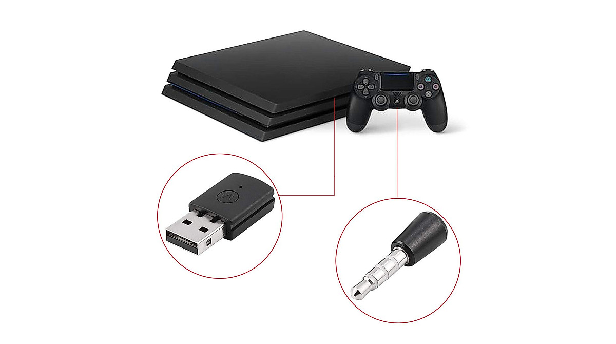 Bluetooth USB Dongle Adapter for PS4 - Wireless & Wired Connection