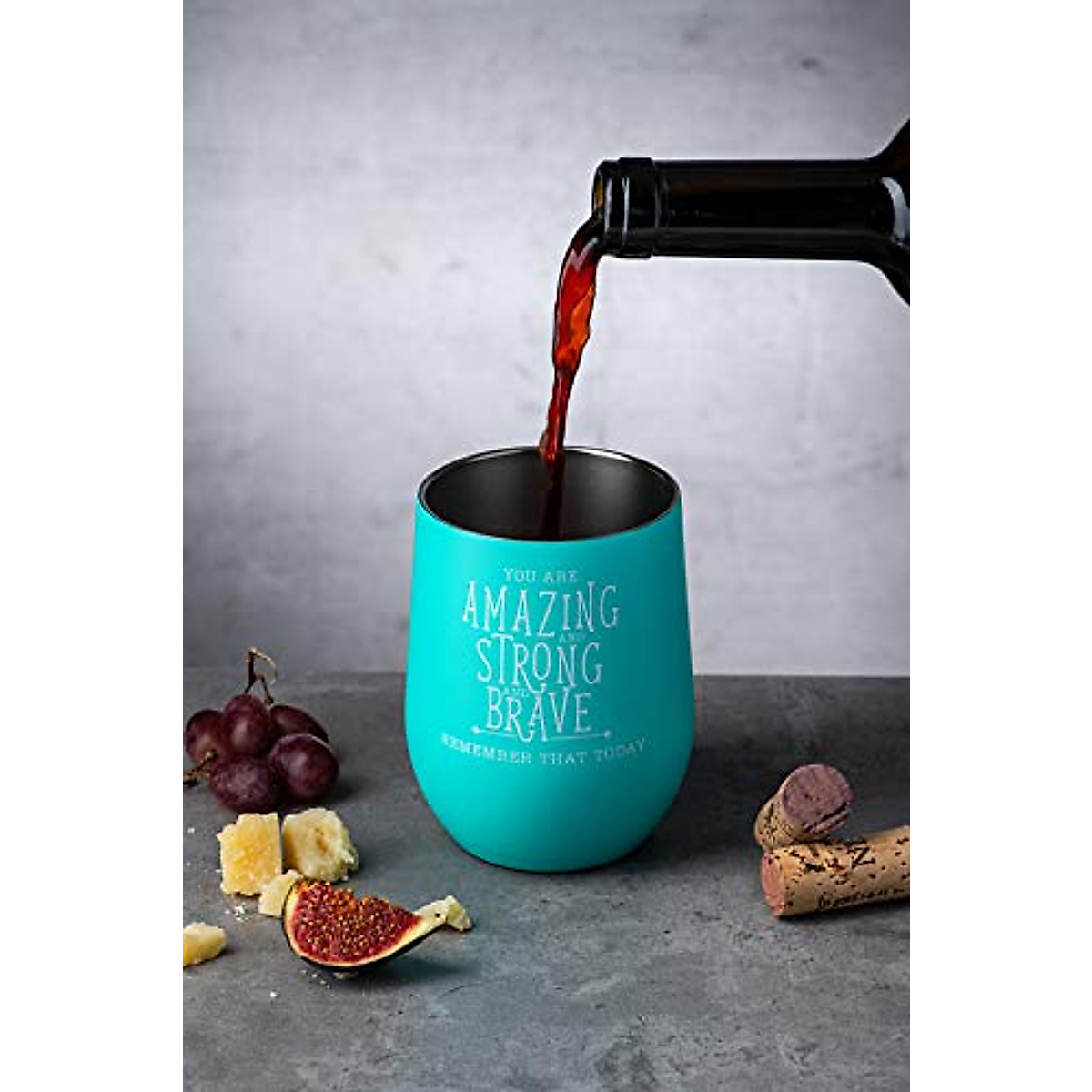 DIVERSEBEE Inspirational Thank You Gifts for Women, Mom, Girls, Wife, Girlfriend, Coworker, Nurses, Best Friend, Encouragement Birthday Wine Gifts for Her - Insulated Wine Tumbler Cup with Lid (Aqua)