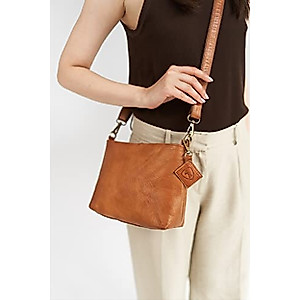 BERLINER BAGS Vintage Leather Shoulder Bag Marbella, Small Crossbody Handbag for Women - Brown