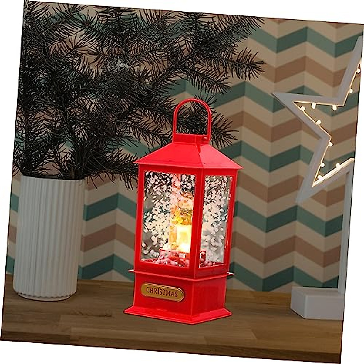 DOITOOL 1Pc Christmas Light Up Ornament Music Decor Tabletop Decor Desk top Decor PVC Lighted Snow Globe Lantern Snow Globe Water Lantern Christmas Night Light lamp Christmas Lamp Supplies