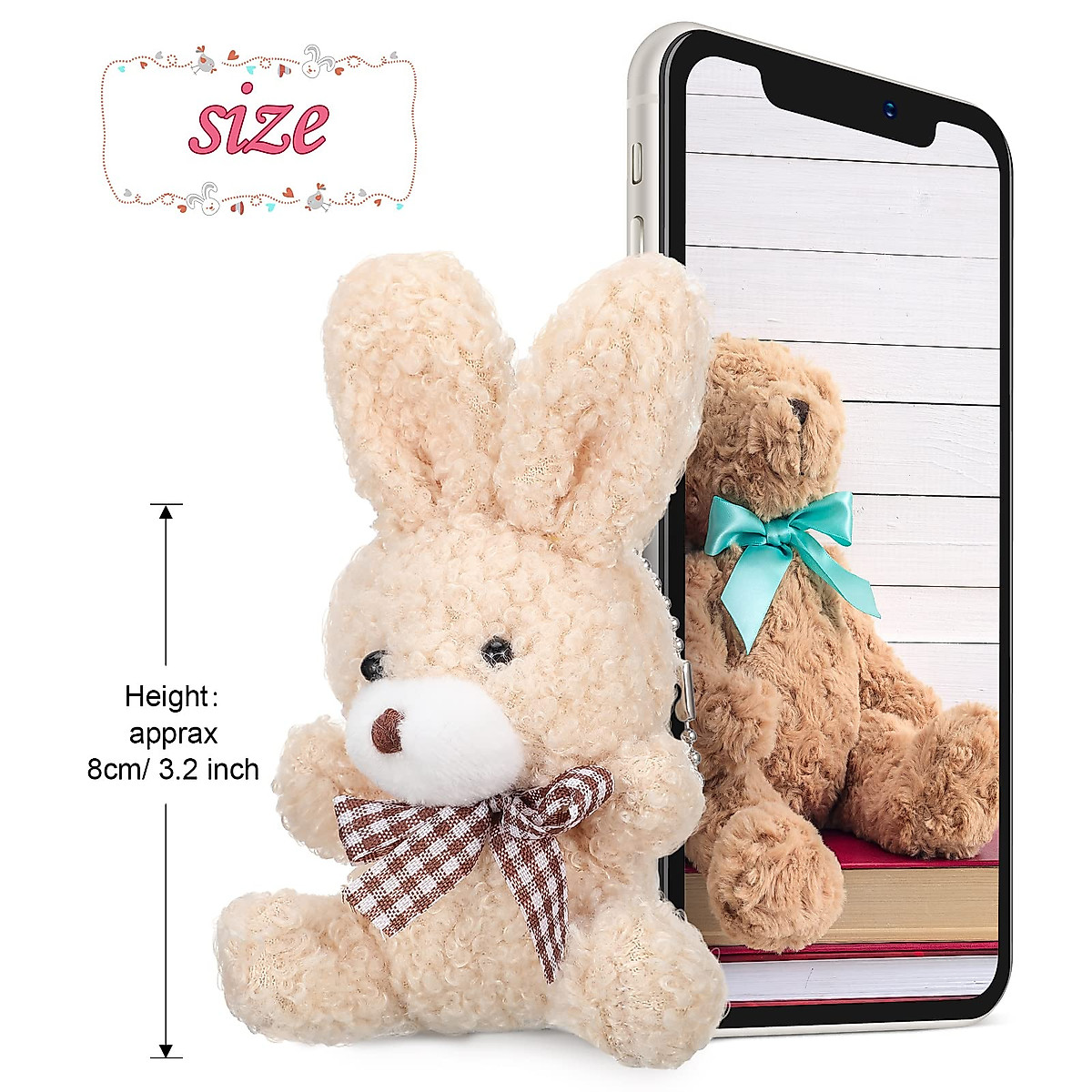 Zomiboo 12 Pcs Valentine Bear Animal Plush Toys 4 Inch Santa Hat Soft Cute Bear Dolls Sleeping and Playing Stuffed Toys Gifts for Xmas DIY Baby Shower Party(Pink, Apricot, Gray, White, Rabbit)