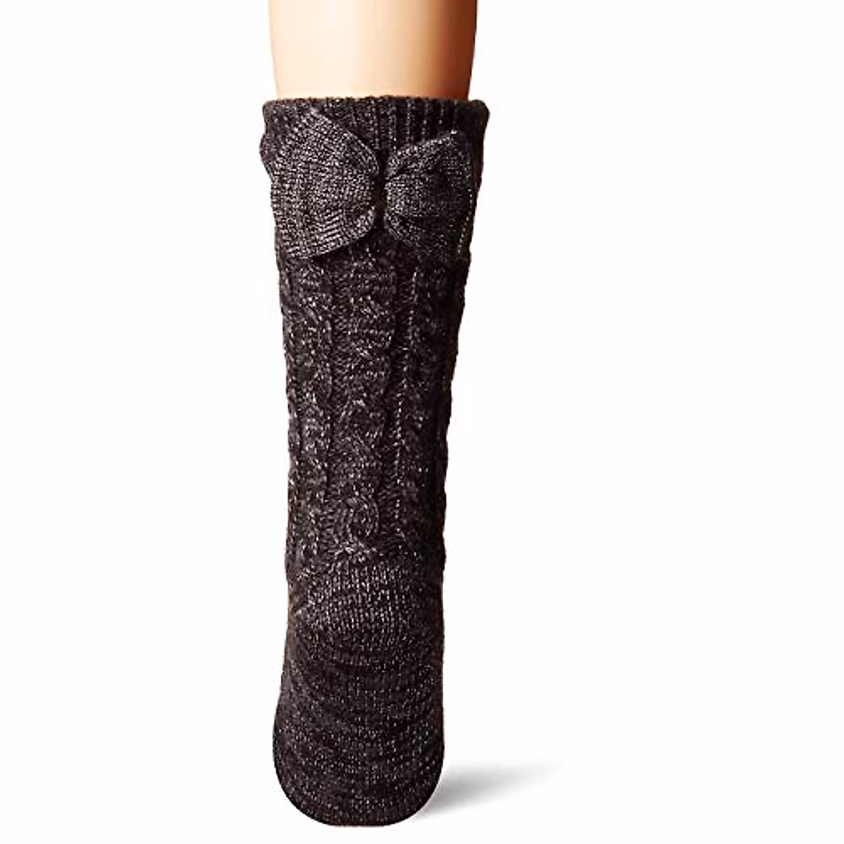 UGG Women's Laila Bow Fleece Lined Sock, Charcoal/Silver, O/S