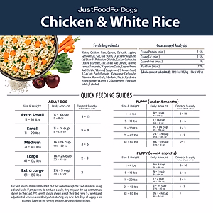 JustFoodForDogs Pantry Fresh Wet Dog Food, Complete Meal or Dog Food Topper, Chicken & White Rice Human Grade Dog Food Recipe - 12.5 oz (Pack of 6)