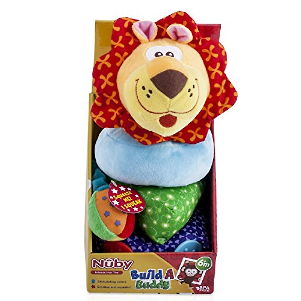 Nuby Build a Buddy- Plush Ring Stacker, Lion