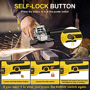 Cordless Angle Grinder for DEWALT 20V Max Battery, 10000RPM Brushless Grinder Tool, 4-1/2'' Electric Grinders Power Tools with Grinding Wheels and Auxiliary Handle for Cutting, Grinding (Tool Only)