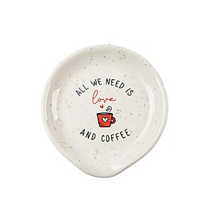 VILIGHT Spoon Rests for Coffee Cups - Coffee Bar Accessories Coffee Table Décor - Gift for Women Men - All We Need Is Love and Coffee