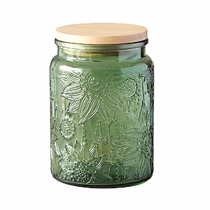 ANSQU Green Glass Canister, Candy Jar with Lid, 23.7 FL OZ Vintage Colored Mason Jar for Kitchen Decorative Jar for Coffee Tea Candy Cookies, Cute Jar (Green, 1 Pack)
